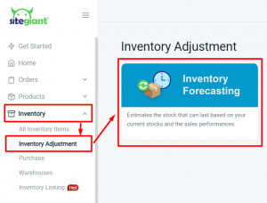 How To Use Inventory Forecasting – SiteGiant Support Centre