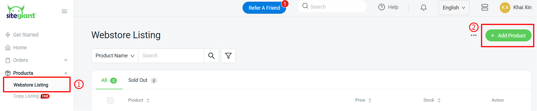 How To Create New Webstore Listing – SiteGiant Support Centre