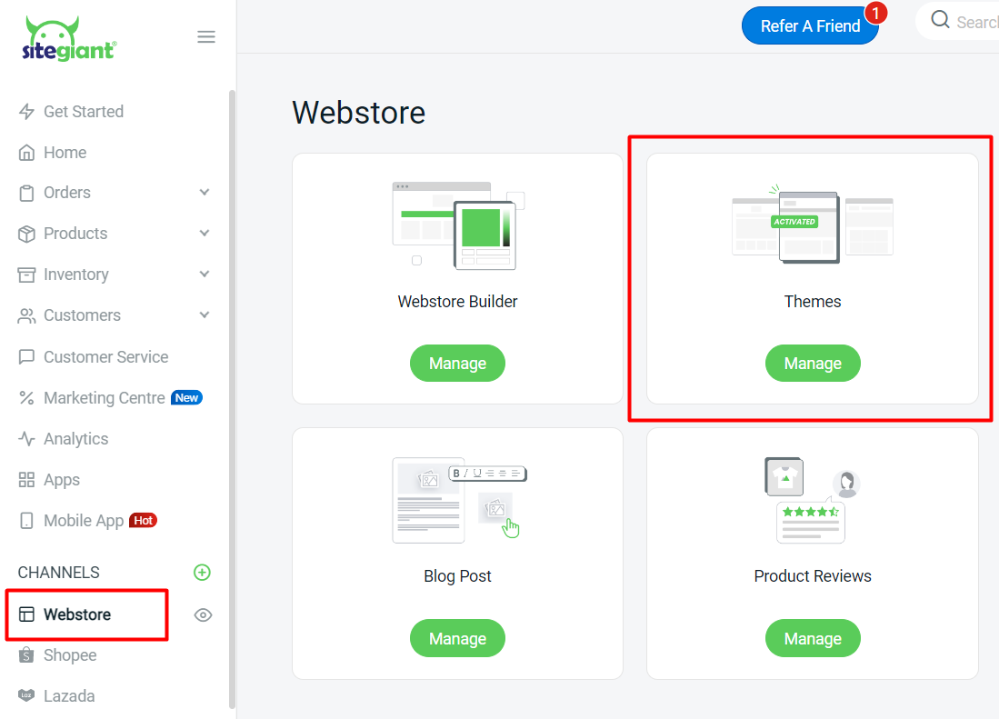 How To Change Webstore Theme – SiteGiant Support Centre