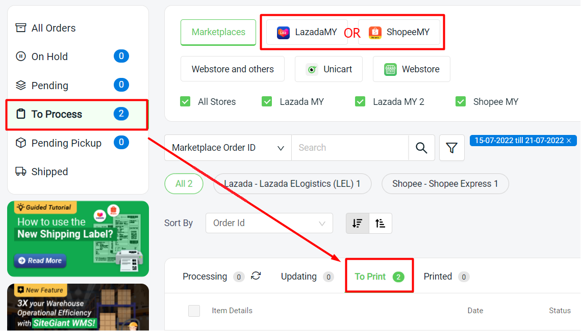 How To Print Shopee And Lazada Shipping Label – SiteGiant Support Centre