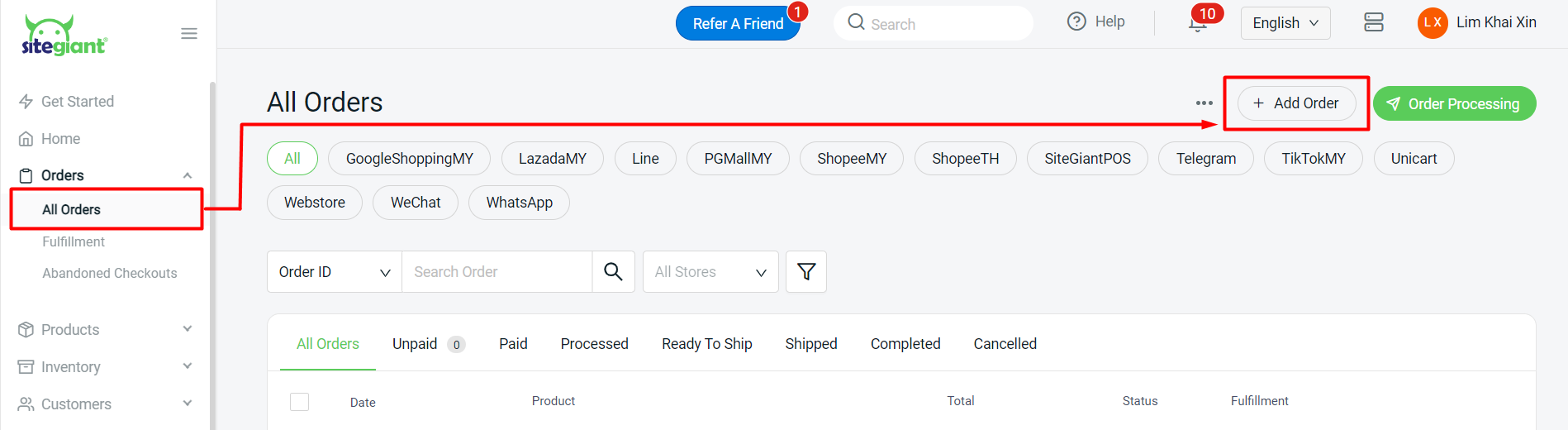 How To Create Order Manually – SiteGiant Support Centre