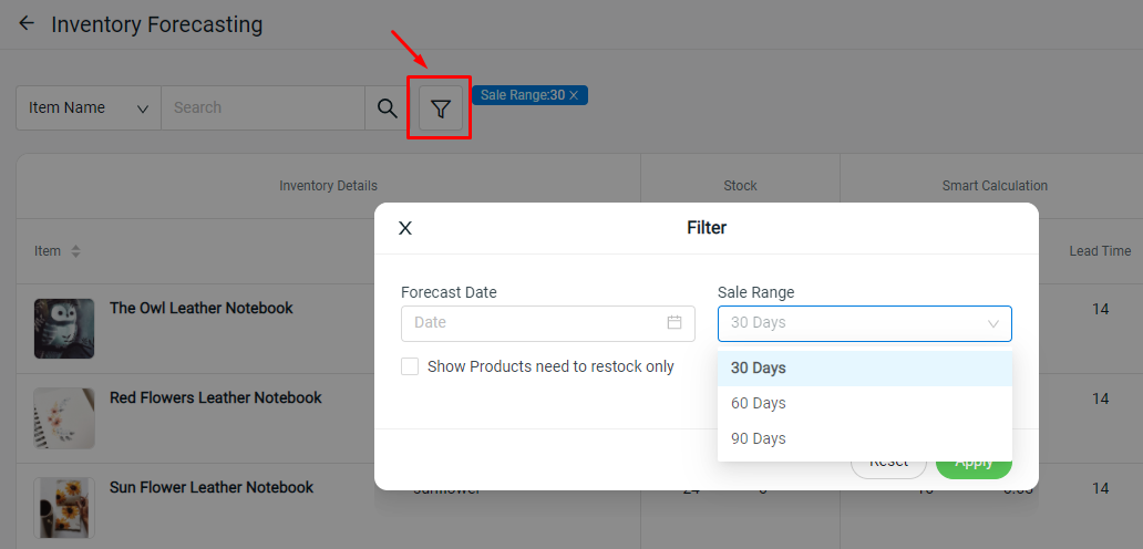 How to Use Inventory Forecasting - SiteGiant Support Centre