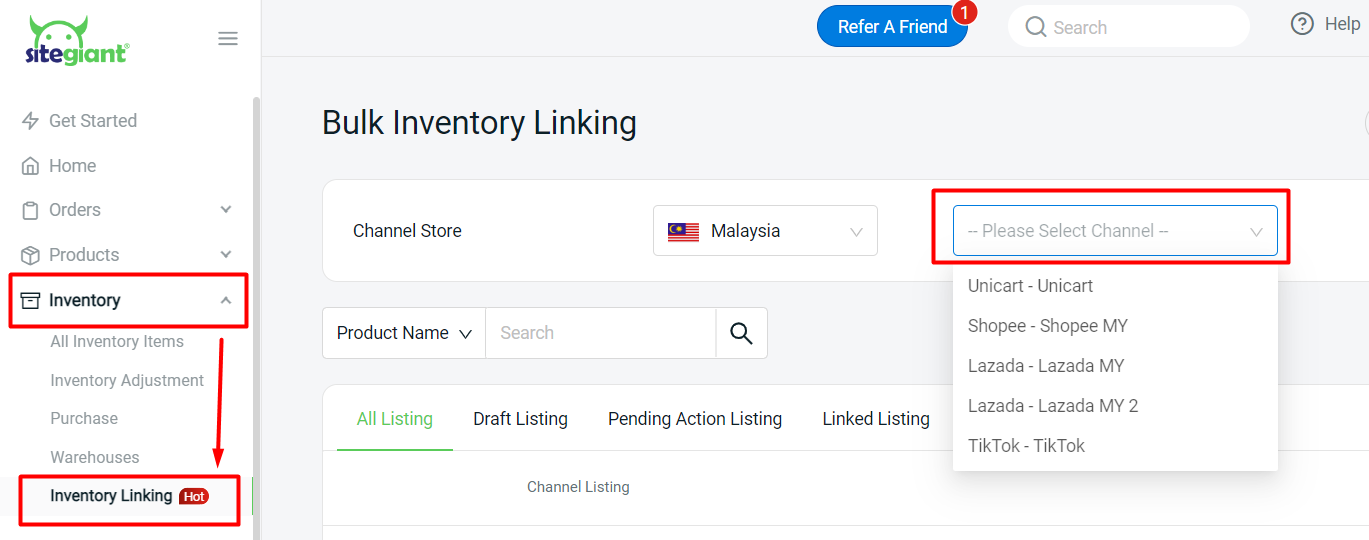 How To Use Bulk Inventory Linking – SiteGiant Support Centre