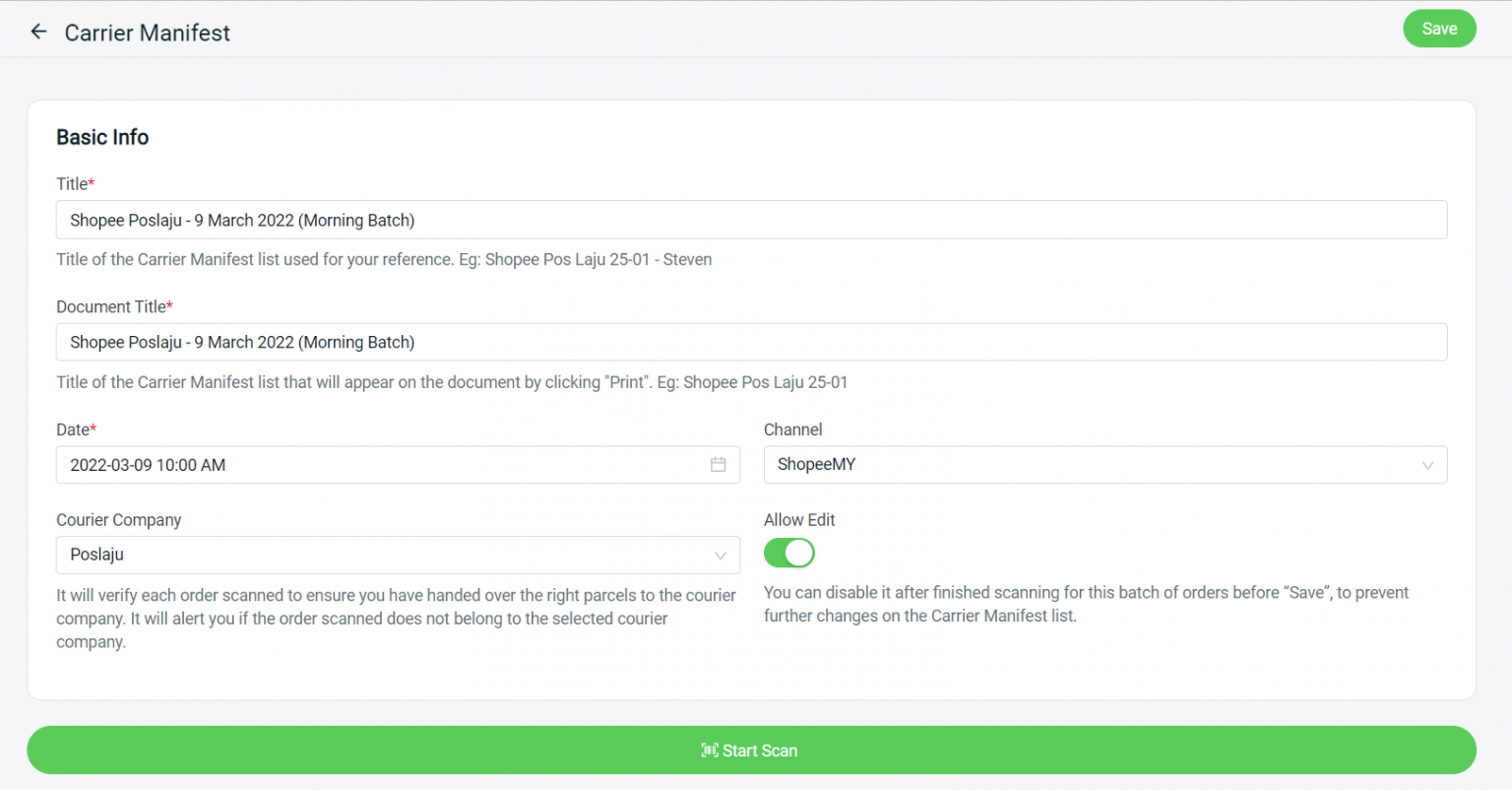 How To Use Carrier Manifest – SiteGiant Support Centre