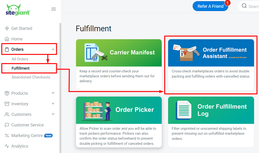 How To Use Order Fulfillment Assistant – SiteGiant Support Centre