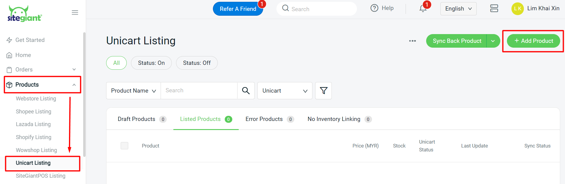 How To Create New Unicart Listing (Without Variant) – SiteGiant Support ...
