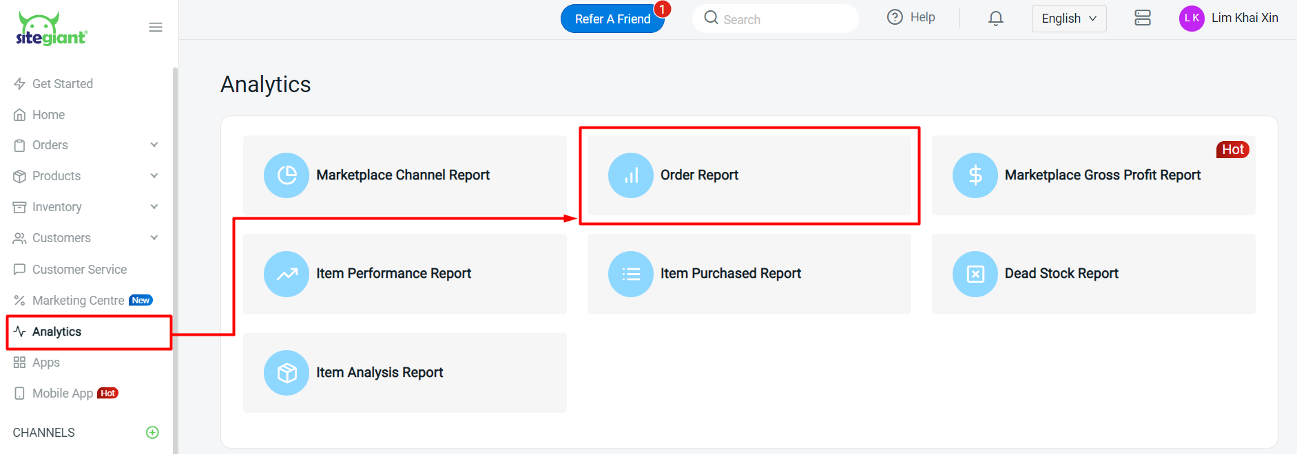 How To Analyse Order Report – SiteGiant Support Centre