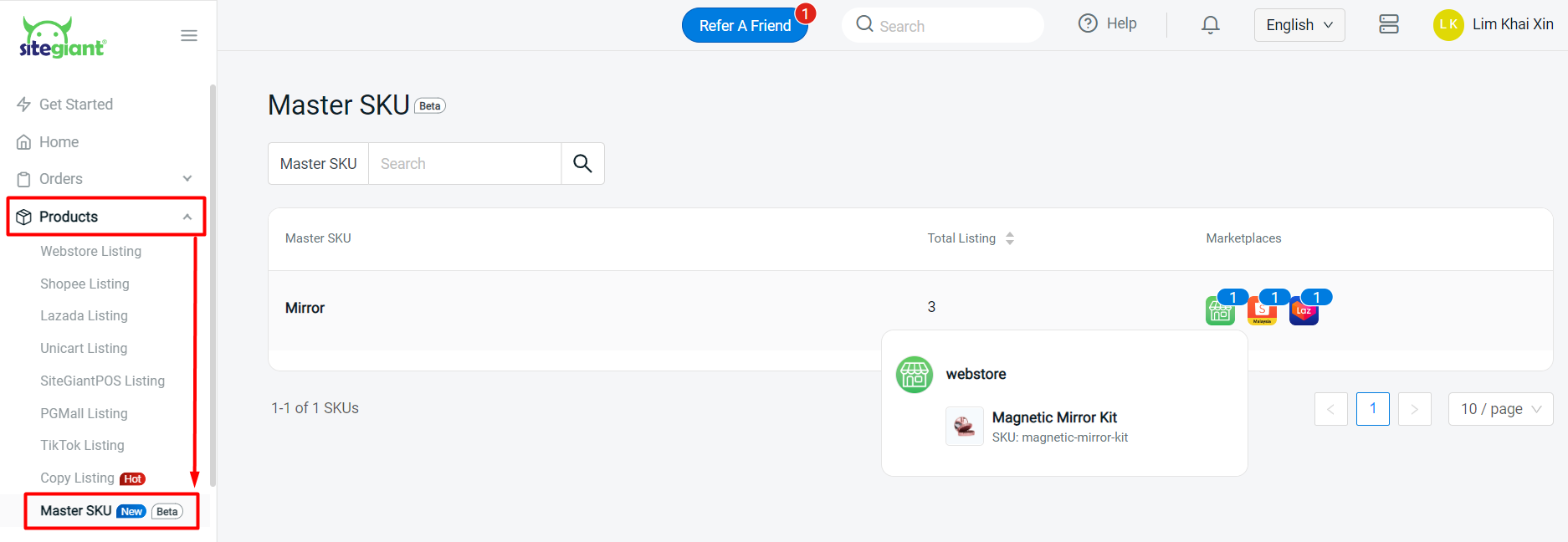 How To Set Master SKU - SiteGiant Support Centre
