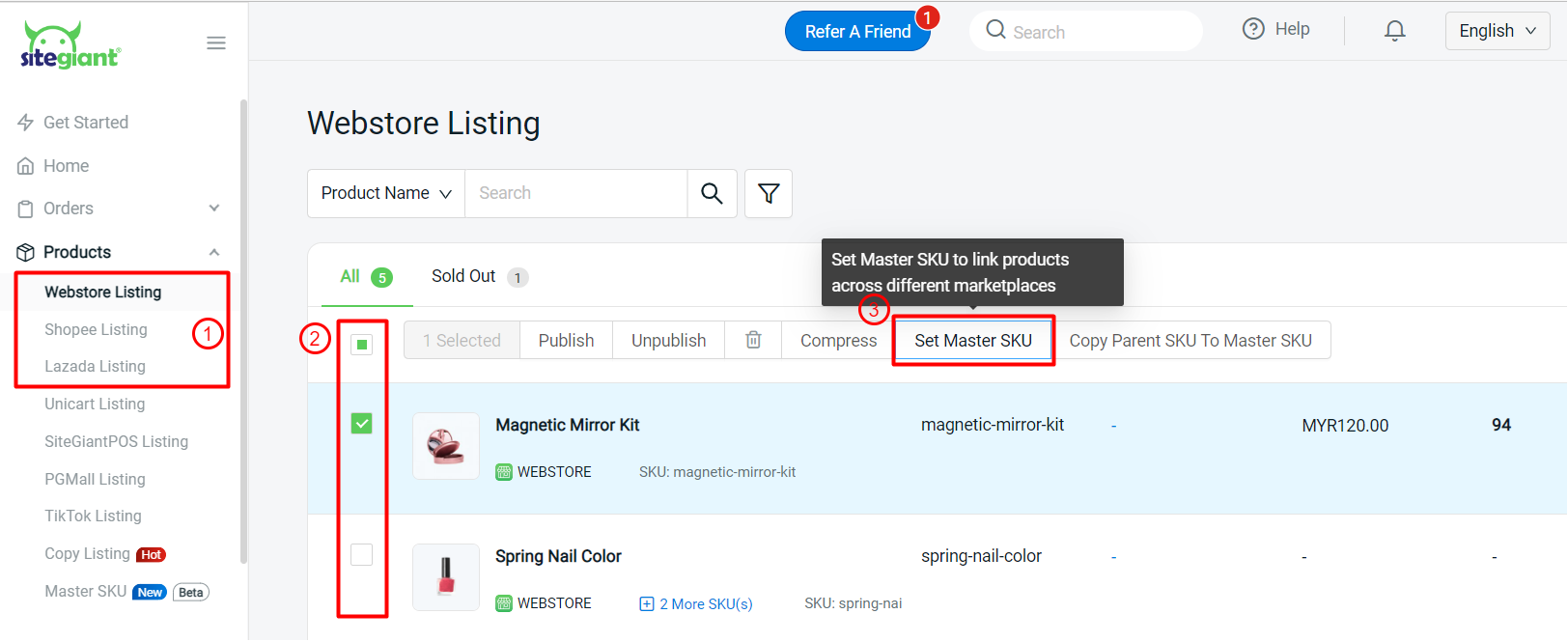 How To Set Master SKU - SiteGiant Support Centre