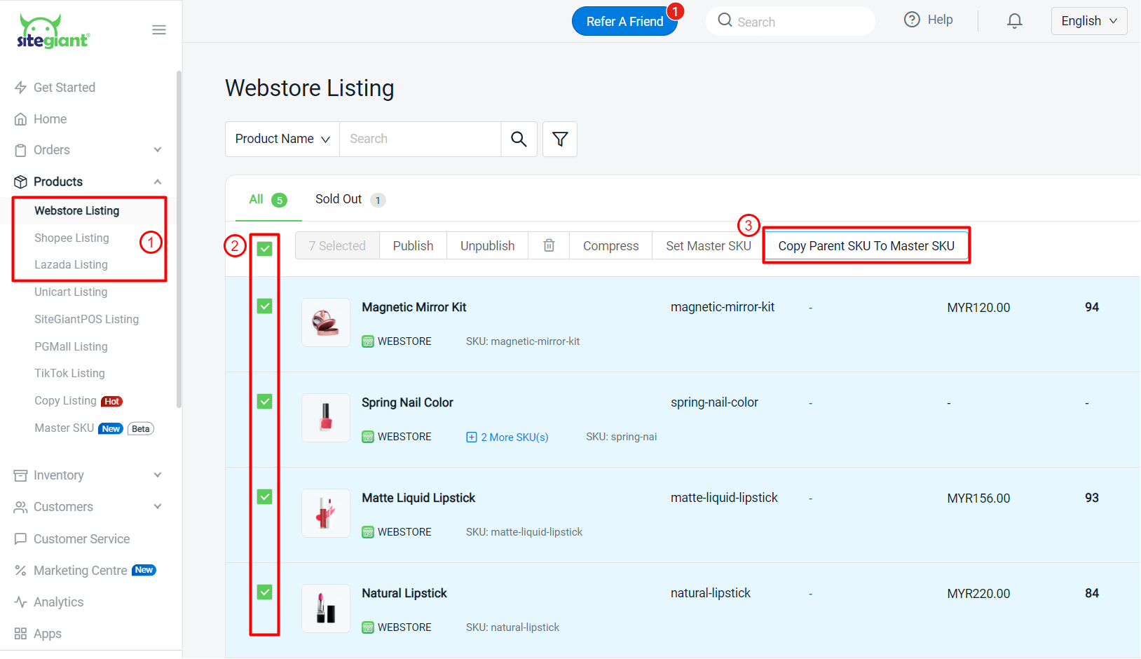 How To Set Master SKU - SiteGiant Support Centre