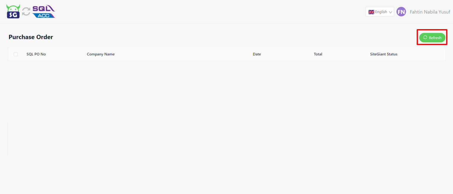 How To Sync SQL Purchase Order – SiteGiant Support Centre
