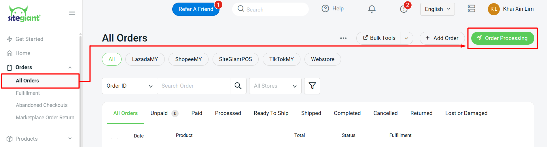 How To Split And Combine Lazada, Shopee & TikTok Order – SiteGiant ...