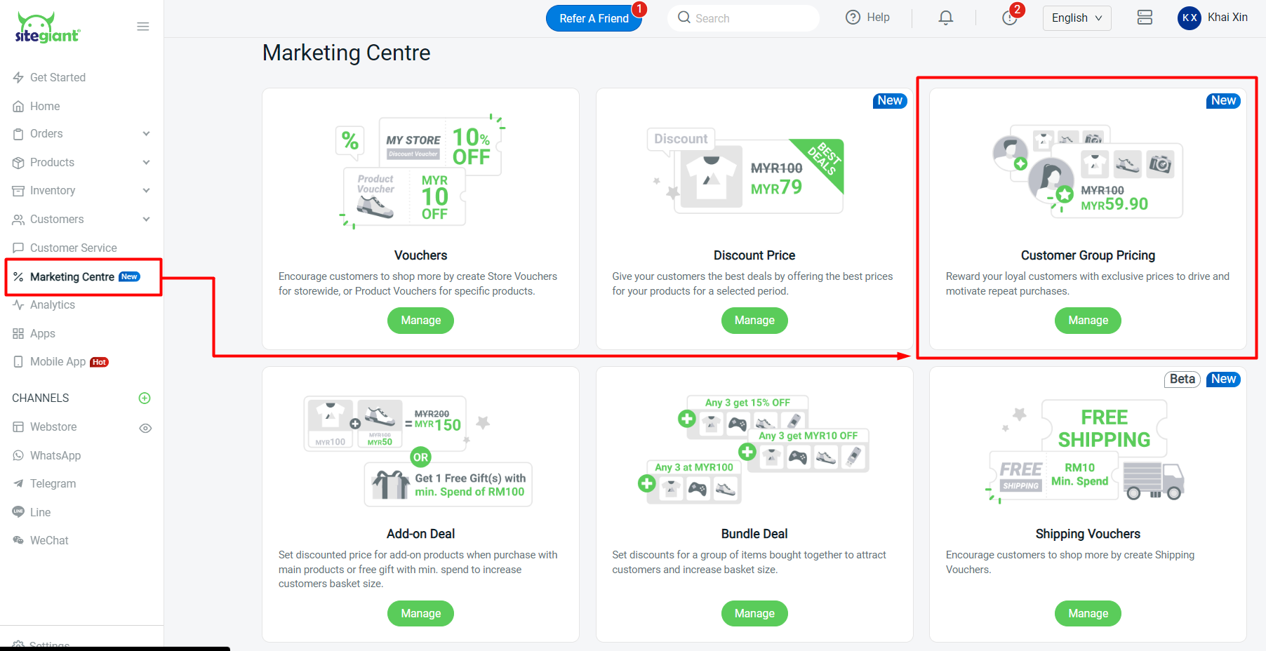 How To Set Special Price For Customer Group Sitegiant Support Centre