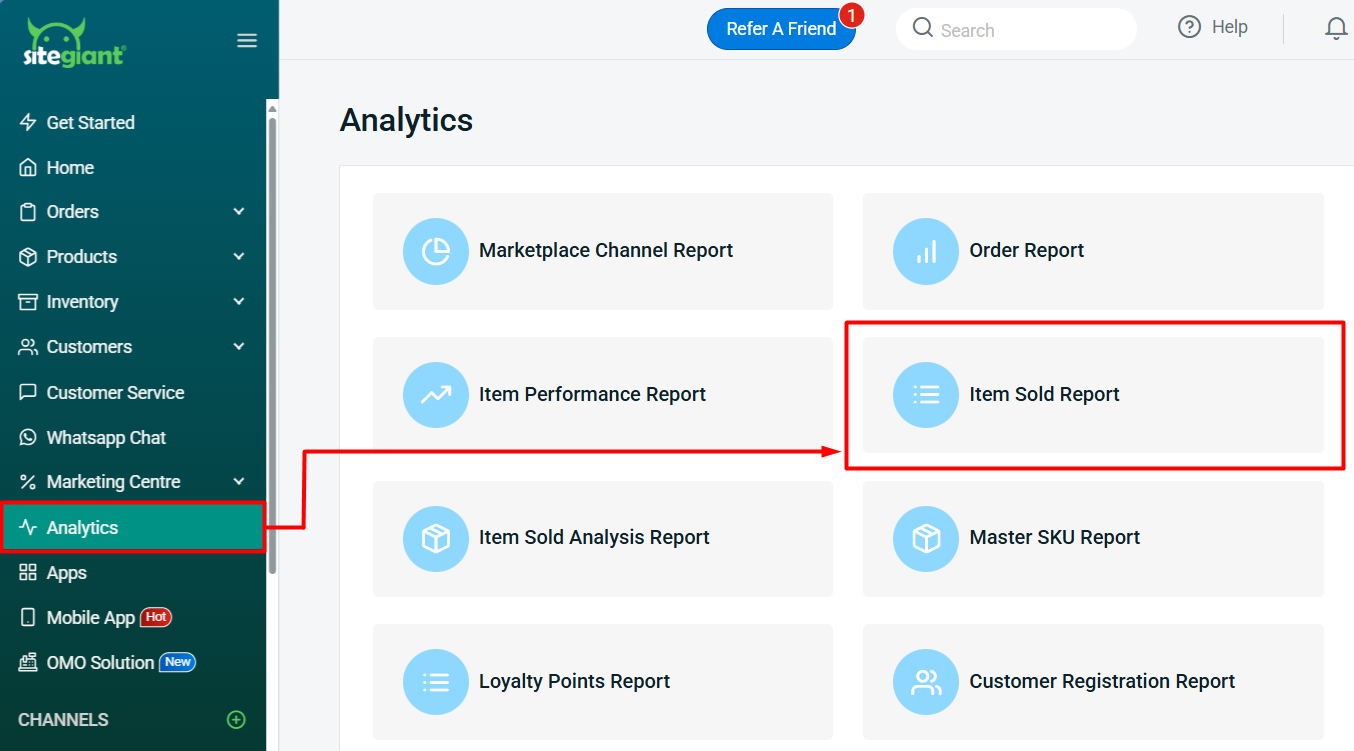 How To Analyse Item Sold Report – SiteGiant Support Centre