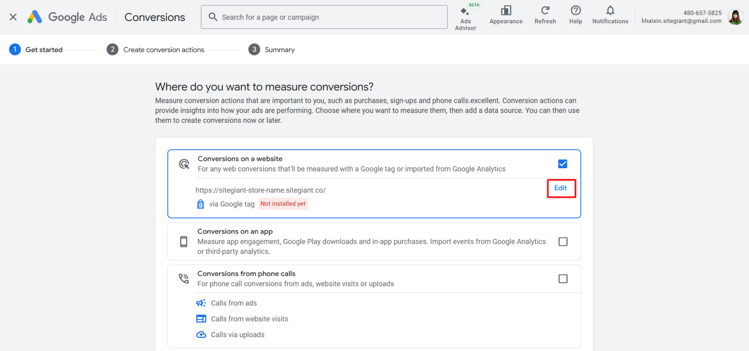 How To Set Up Google Ads Conversion Tracking – SiteGiant Support Centre